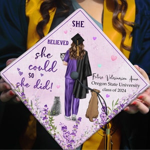 Personalized Veterinarian Graduation Cap Topper, Vet Tech Grad Cap ...