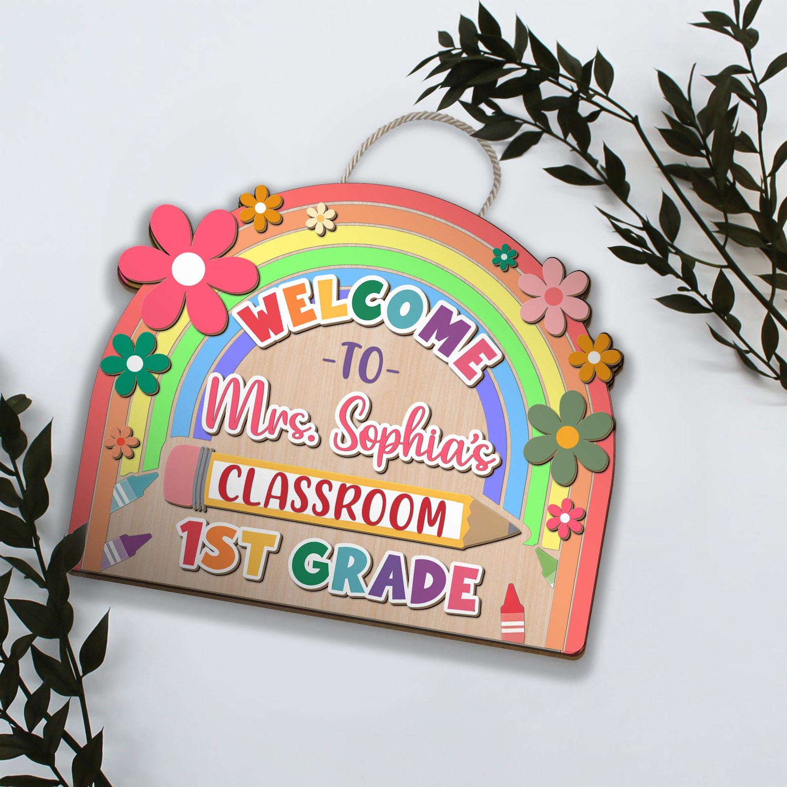 Personalized Teacher Door Sign, Custom Teacher Name Sign, Classroom ...