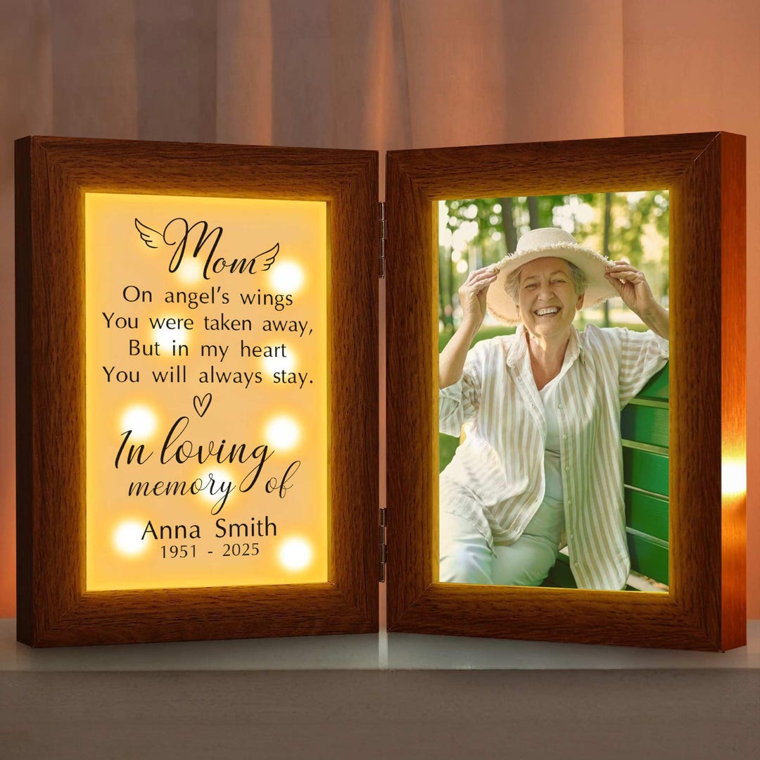 Personalized Photo Memorial Double Frame Light, Sympathy Gift, Custom ...