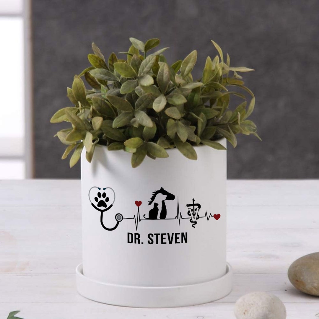 Personalized Name Veterinarian Sign Plant Pot, Veterinary Office ...