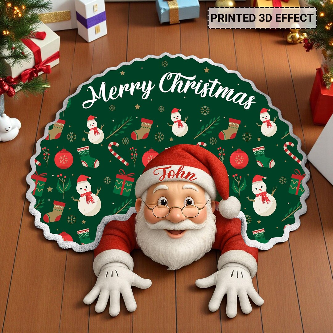 Printed 2D Shape Christmas Doormat/ Rug, Santa Claus Family Christmas ...