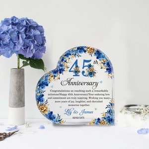 Personalized 45th Wedding Anniversary Heart Acrylic Plaque, 45th ...