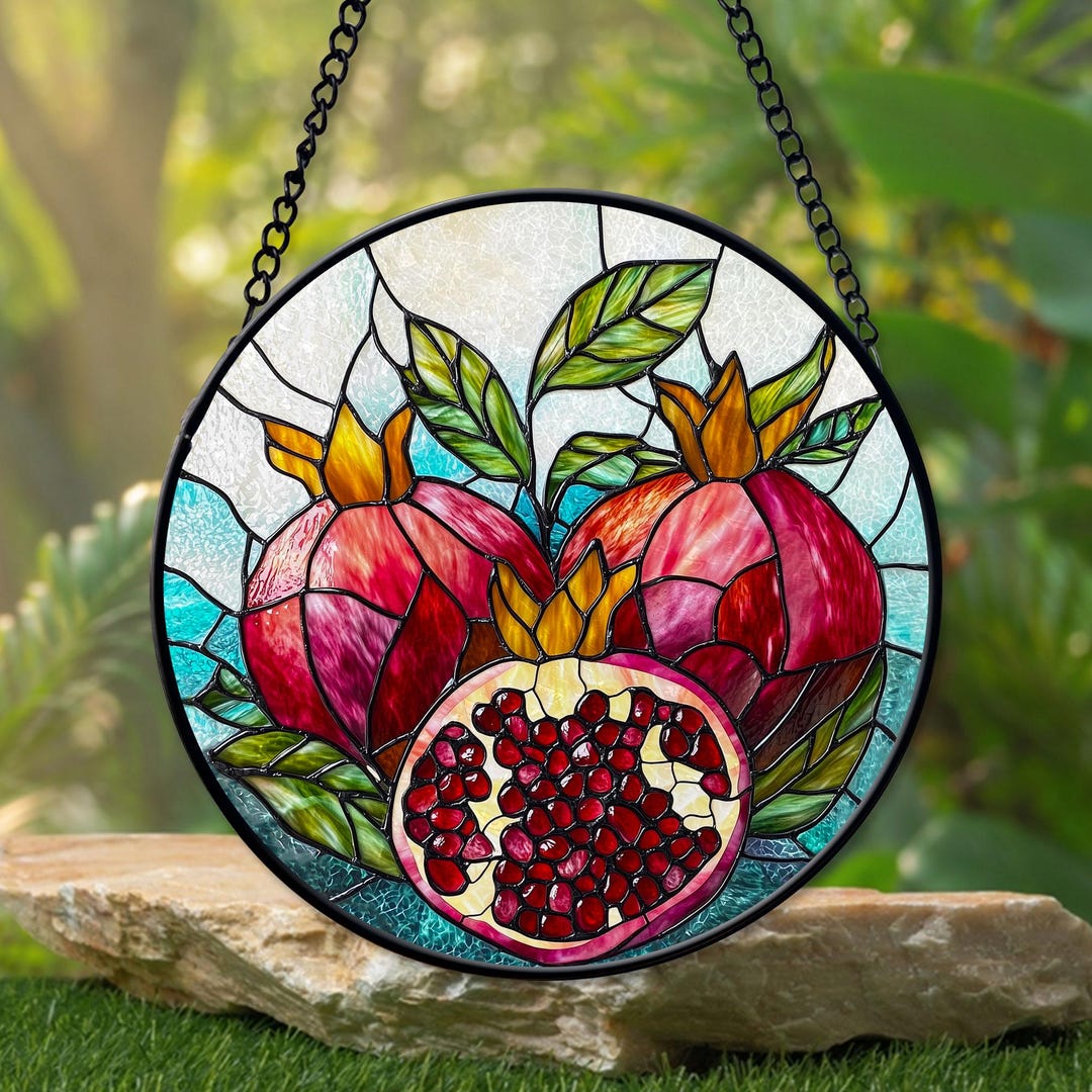 Pomegranate Faux Stained Glass, Pomegranate Fruit Suncatcher ...