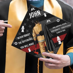 Personalized Firefighter Graduation Cap Topper, He Belived He Could so ...