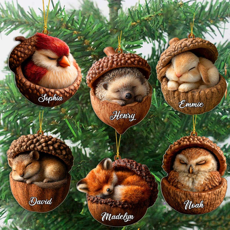 Acorn Animal Christmas Ornaments - Etsy