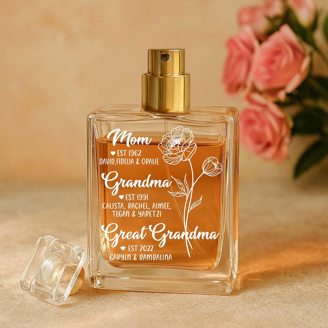 Personalized Birth Month Flower Perfume Bottle for Grandma/ Mom/ Great ...