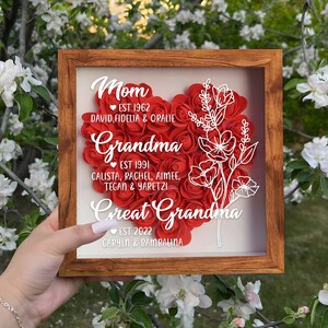 Personalized Great Grandma Gifts Shadow Flower Box, Mother's Day Gift ...