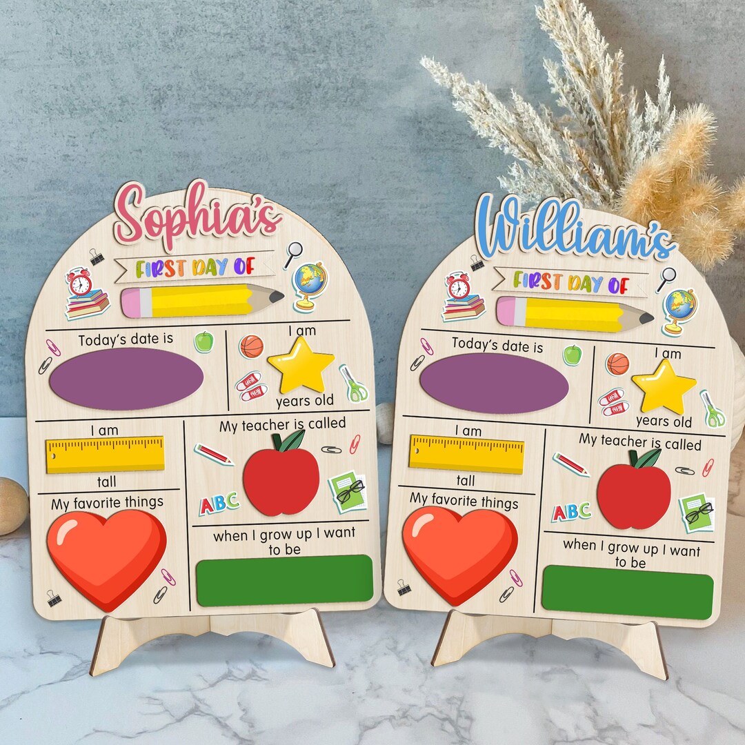 Personalized First Day of School Sign, Custom Reusable Chalkboard Sign ...