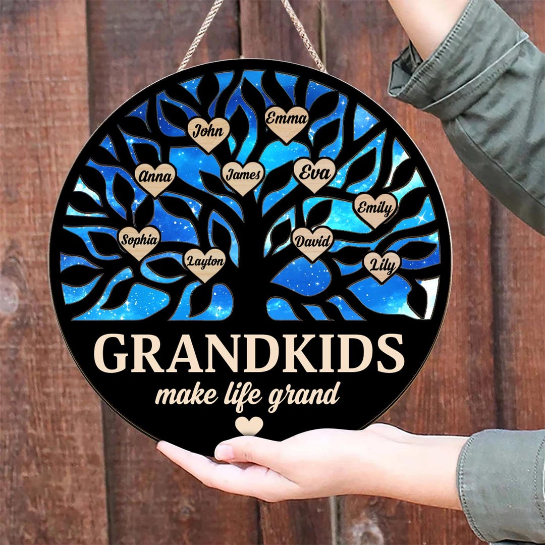Custom Grandkids Name Sign for Grandma, Personalized Galaxy Background ...