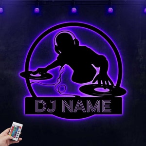 Personalized Name DJ Metal Sign With Led Lights, Custom DJ Gifts ...