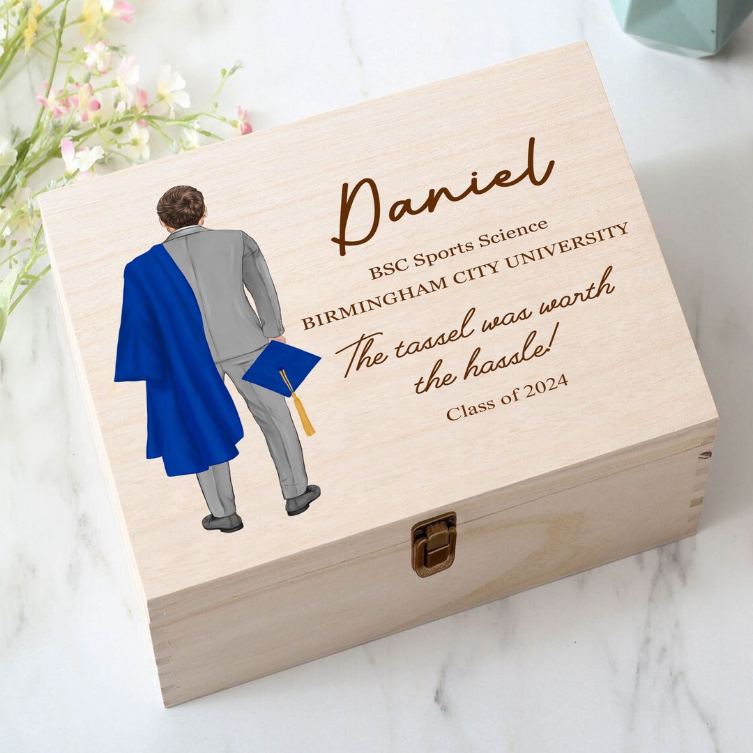 Personalized Graduation Memory Keepsake Box for Him, Male Graduation ...