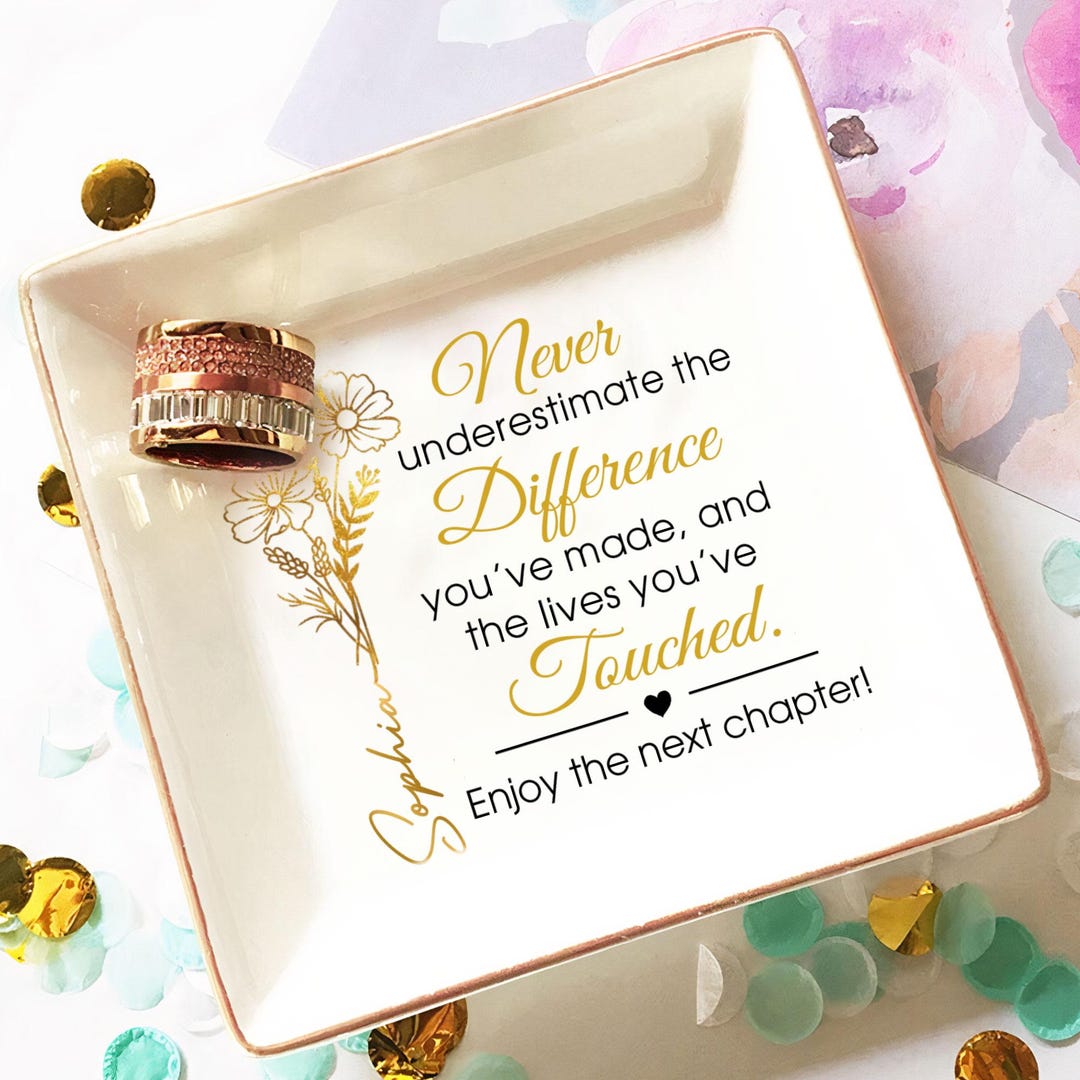 Custom Happy Retirement Ring Dish, Personalized Retirement Jewelry Dish ...