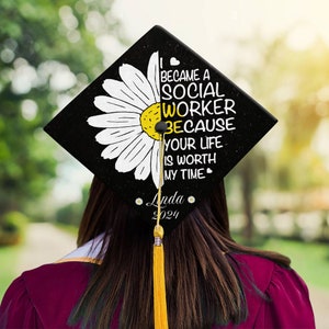 Personalized Social Worker Graduation Cap Topper, Social Worker Cap ...