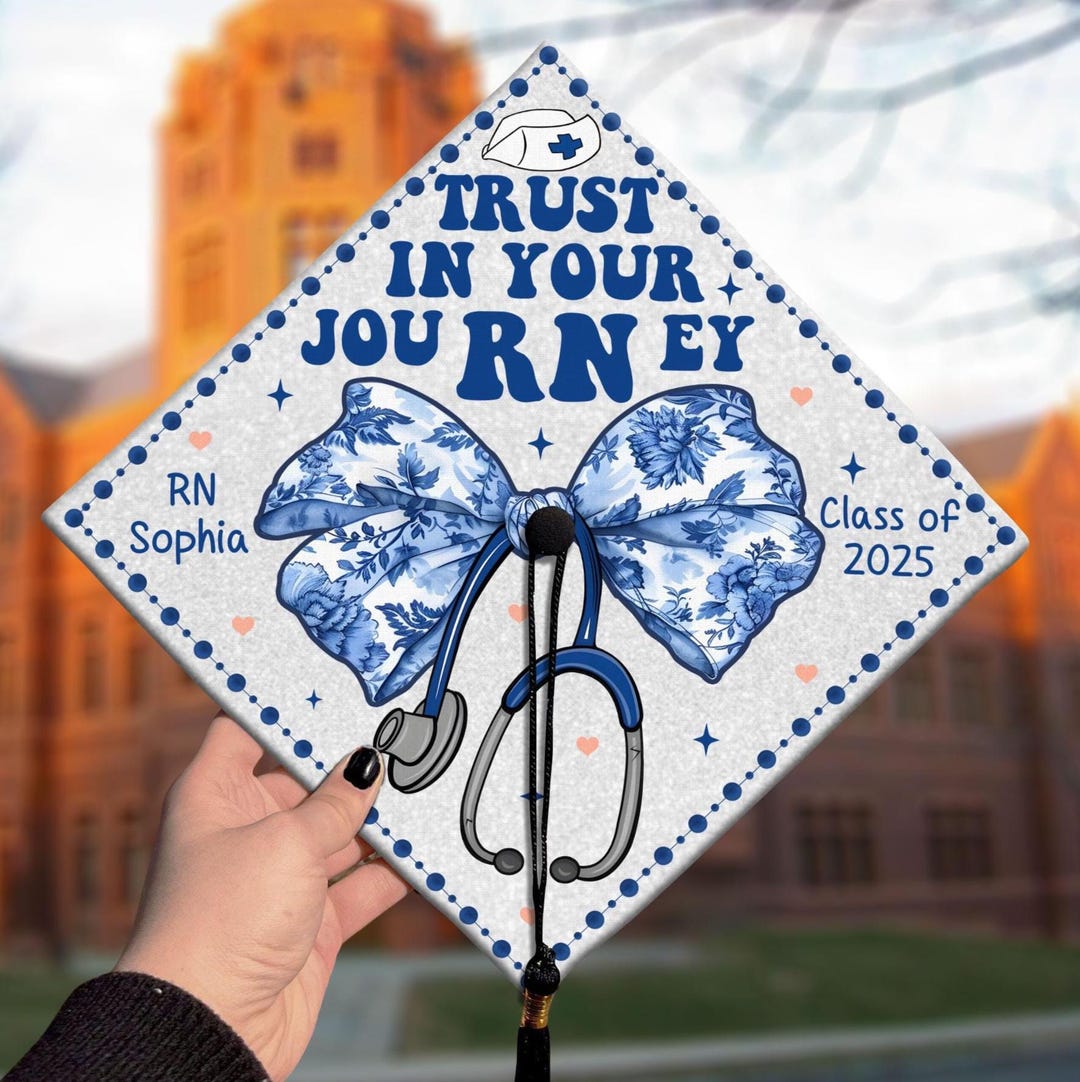 Personalized Nurse Graduation Blue Coquette Cap Topper, Custom Blue ...