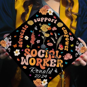 Personalized Social Worker Graduation Cap Topper, Social Worker Cap ...