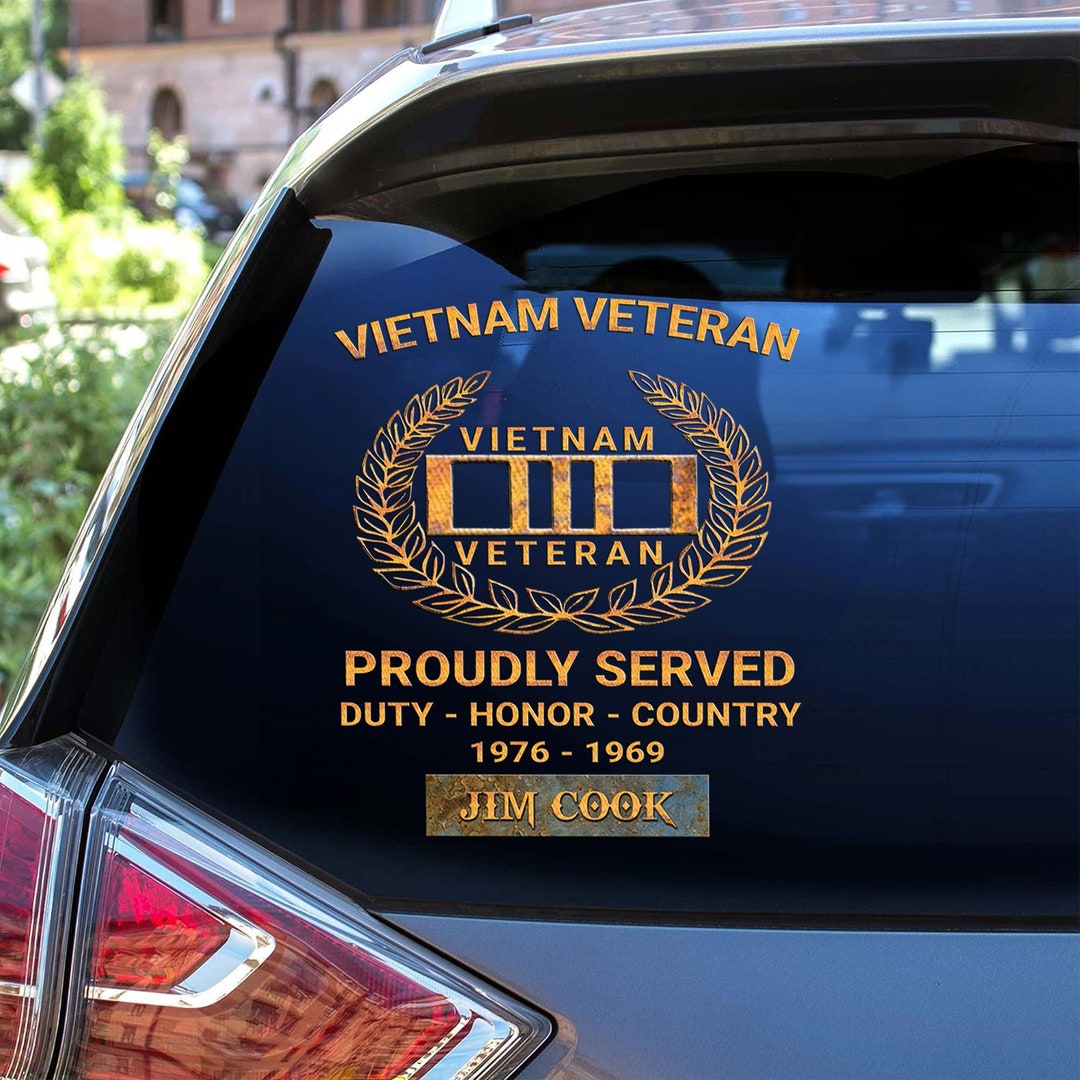 Personalized Vietnam Veteran Sticker Car, Proud Veteran Car Window Decal, Military Car ...