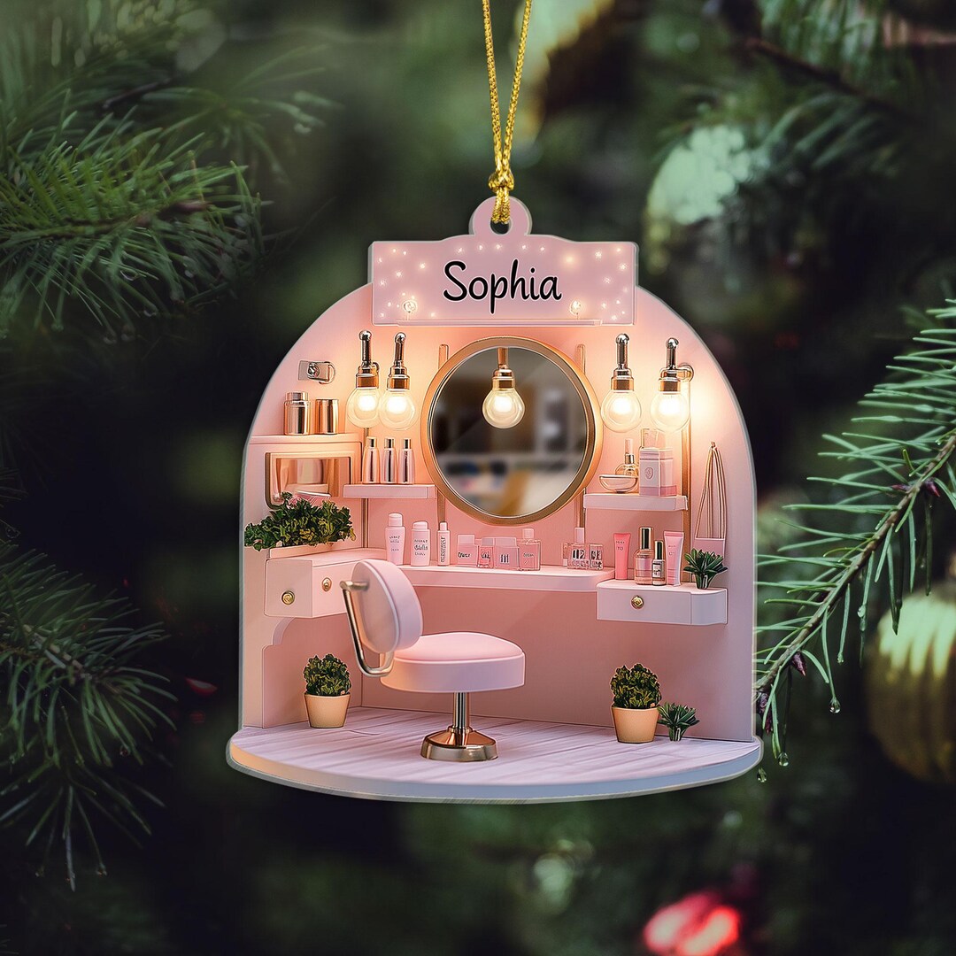 Personalized Name 2D FLAT Makeup Ornament, Christmas Makeup Ornament ...