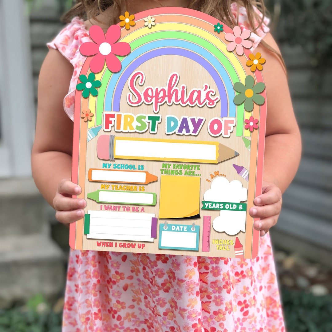 Personalized First Day of School Sign, Custom Reusable Chalkboard Sign ...