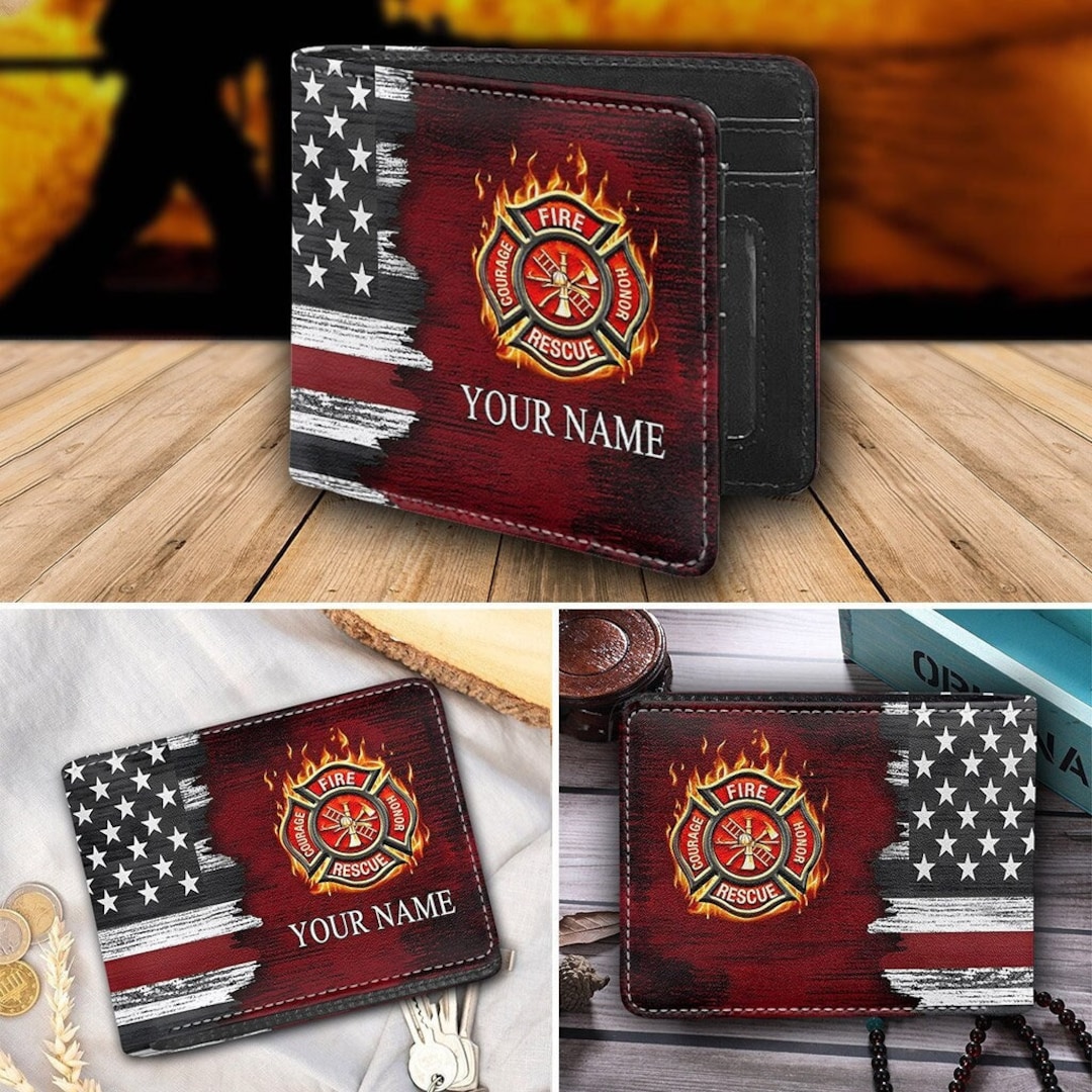 Personalized Firefighter Wallet, Fire Department Gift, Firefighter Gift ...