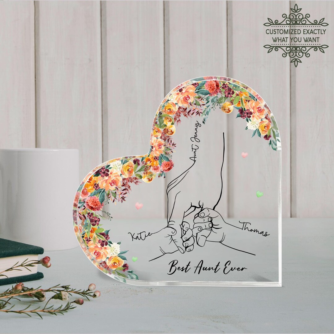 Personalized Aunt Gift From Nephew Niece, Custom Auntie Gift Heart ...