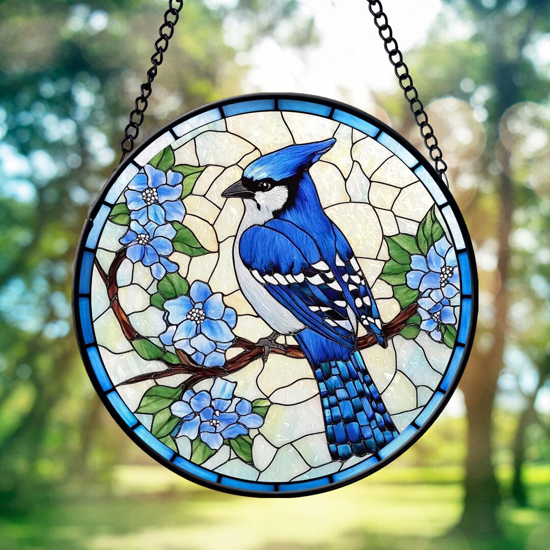 Blue Jay Faux Stained Glass, Blue Jay Suncatcher, Blue Jay Lover Gifts ...