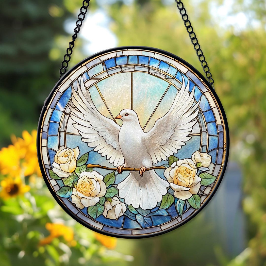 Peaceful Dove Suncatcher, Dove Faux Stained Glass, Bird Dove Glass ...