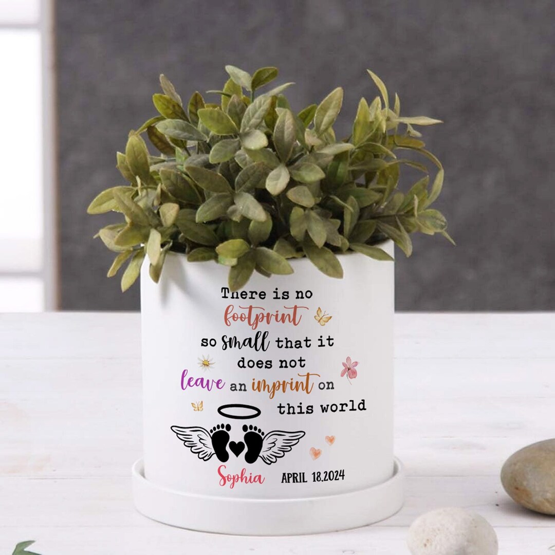 Custom Baby Memorial Ceramic Plant Pot, Infant Loss Keepsake | Angel ...