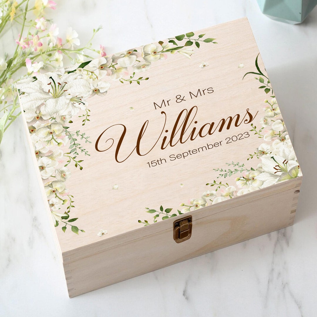 Personalized Wedding Memory Keepsake Box, Custom Bridal Shower Gift ...