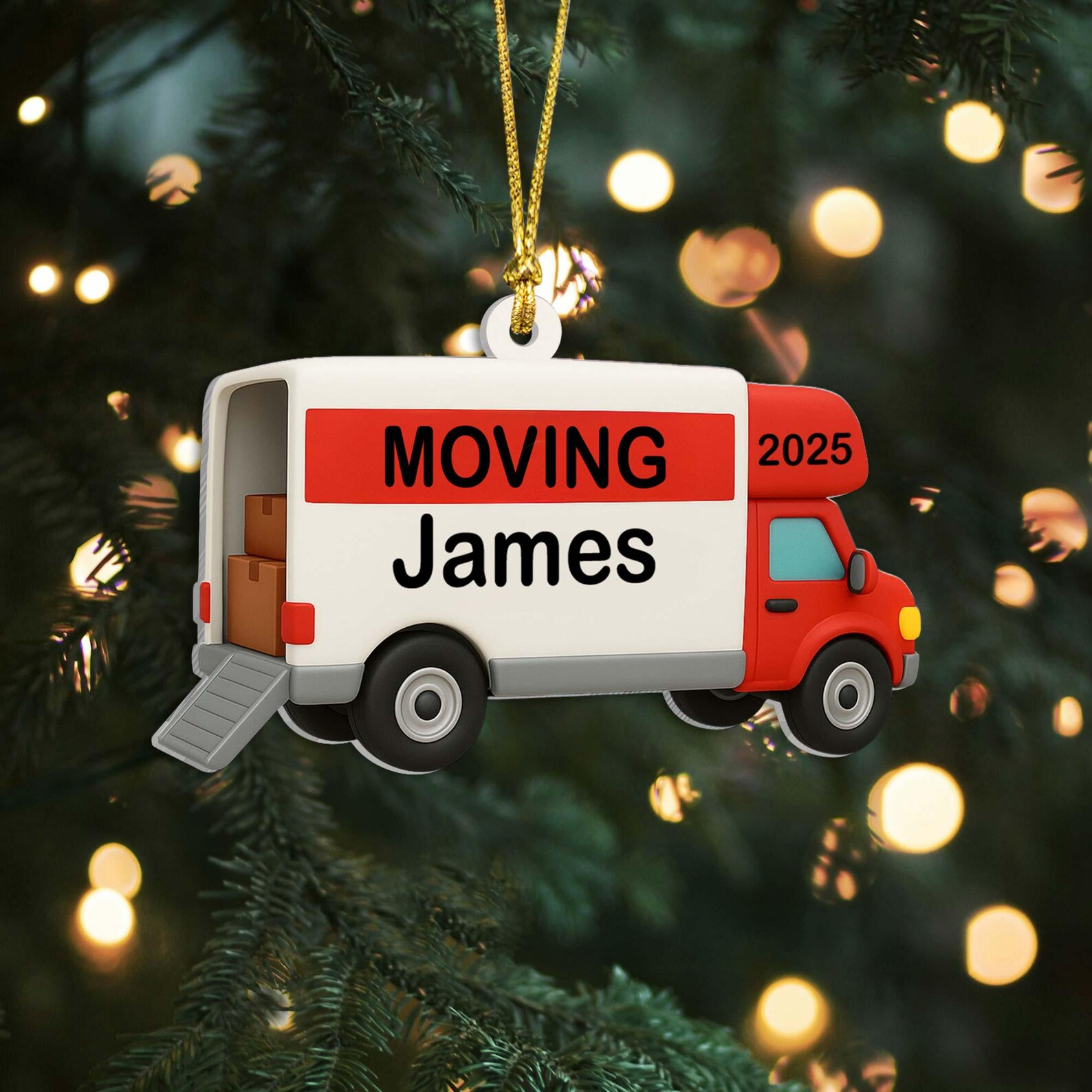 Custom 2D Flat Moving Truck Ornament 2025, Personalized Acrylic ...