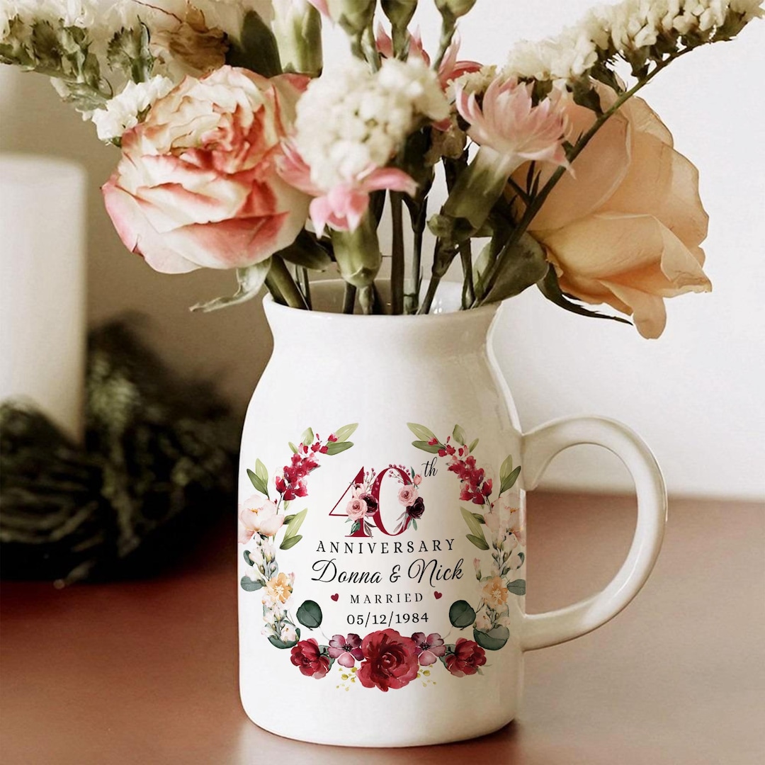 Personalized 40th Wedding Anniversary Flower Vase, 40th Wedding ...