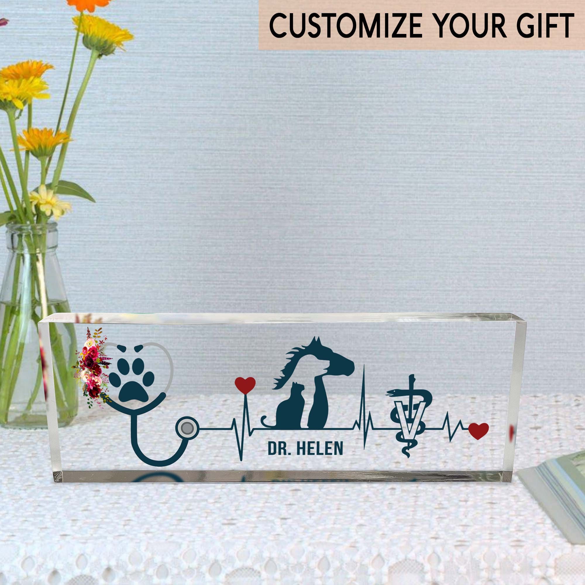 Personalized Name Veterinarian Sign for Desk Veterinary Desk - Etsy