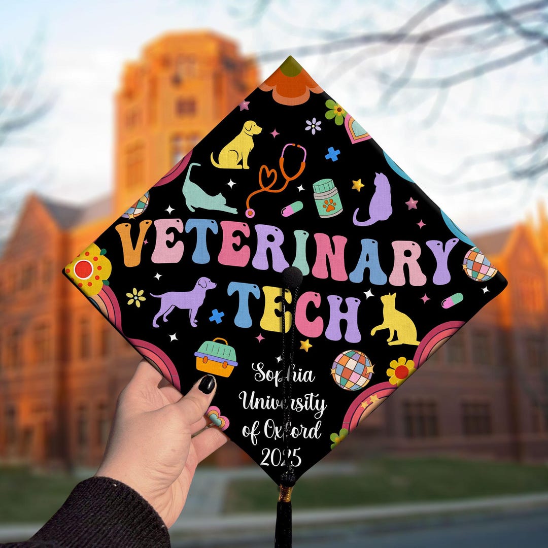 Personalized Veterinarian Graduation Cap Topper, Vet Tech Grad Cap ...