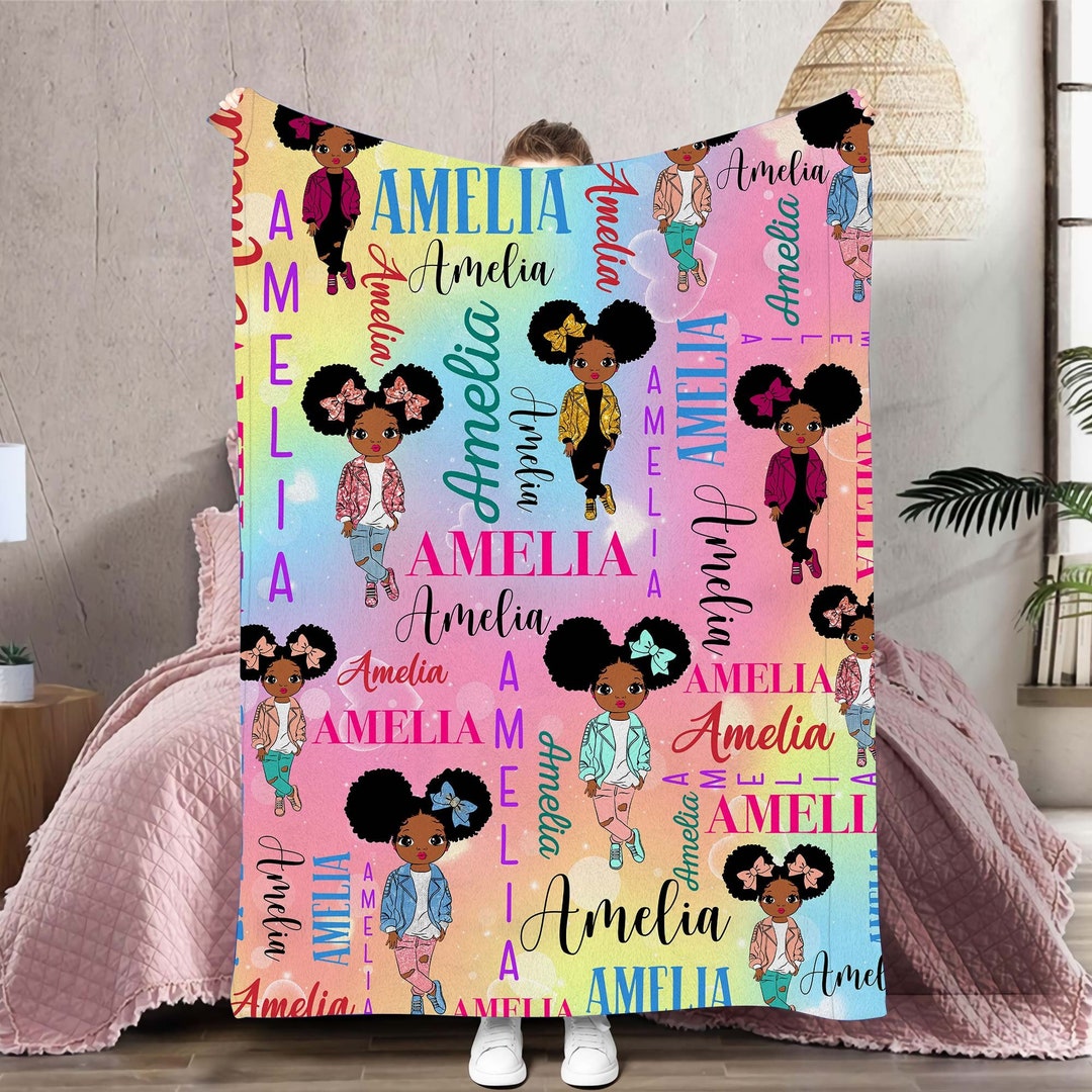 Personalized Black Kid Blanket, African American Birthday Gift, Back to ...