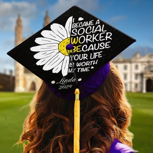 Personalized Social Worker Graduation Cap Topper, Social Worker Cap ...