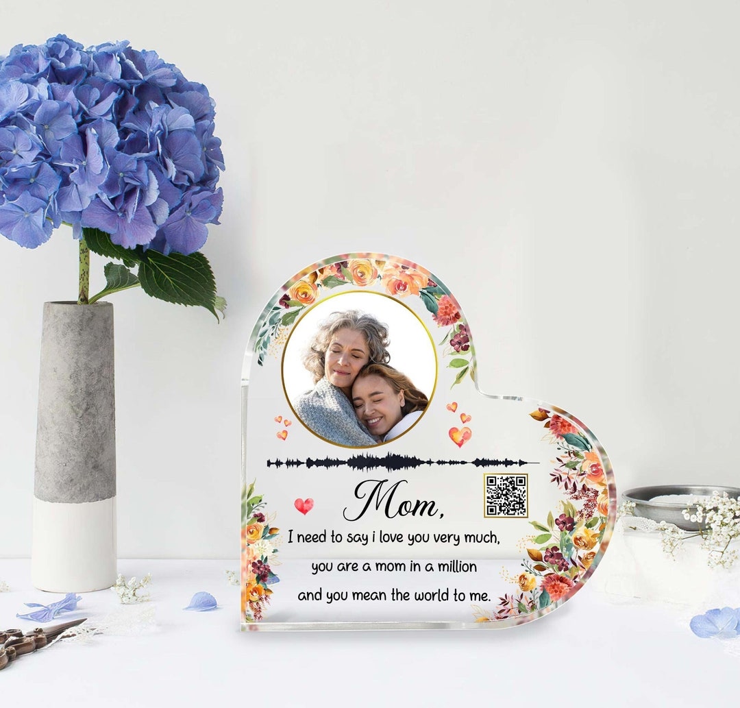 Personalized Soundwave Heart Acrylic Plaque for Mom, Soundwave With QR ...