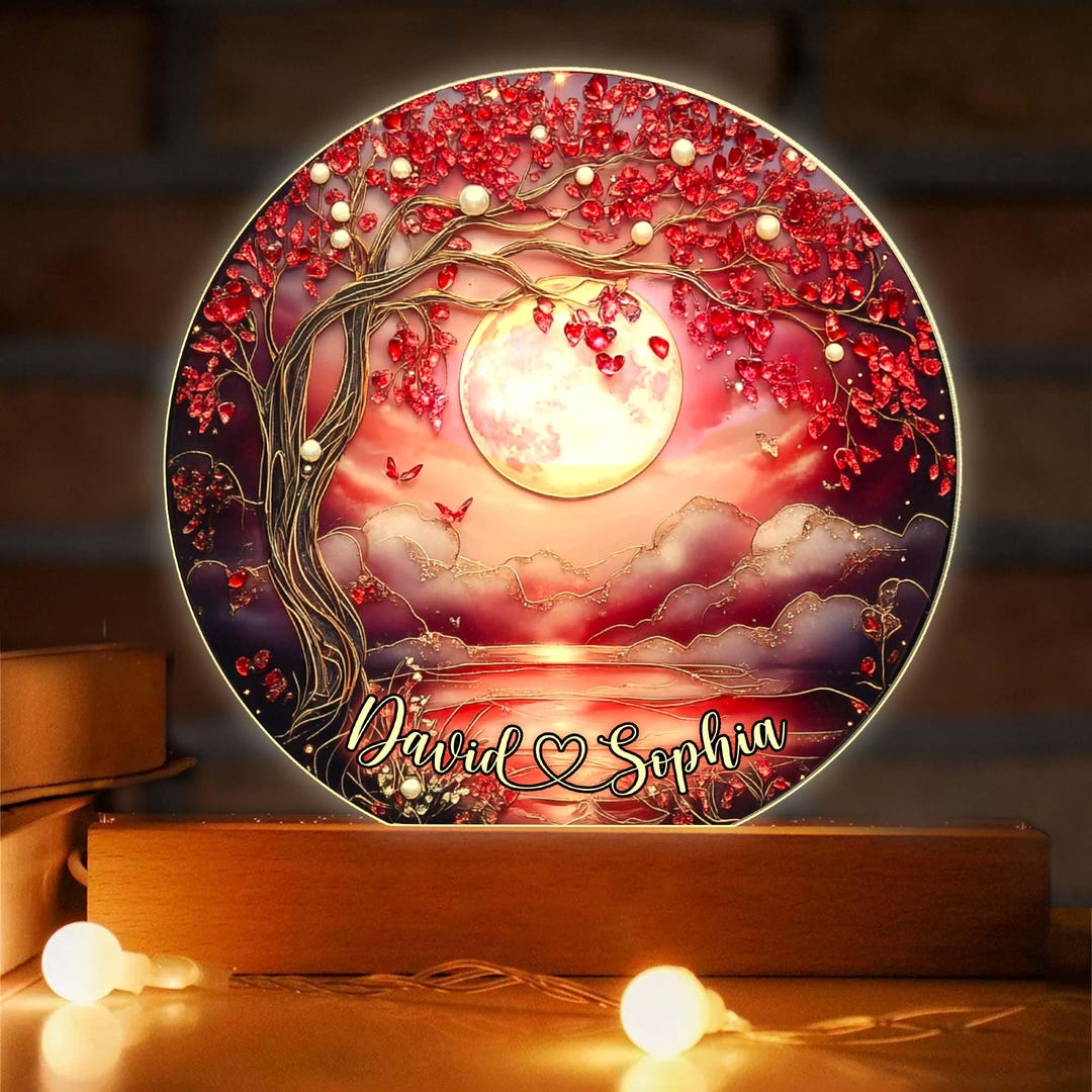 Personalized Tree Love Couples Led Night Light, Gift for Couples ...