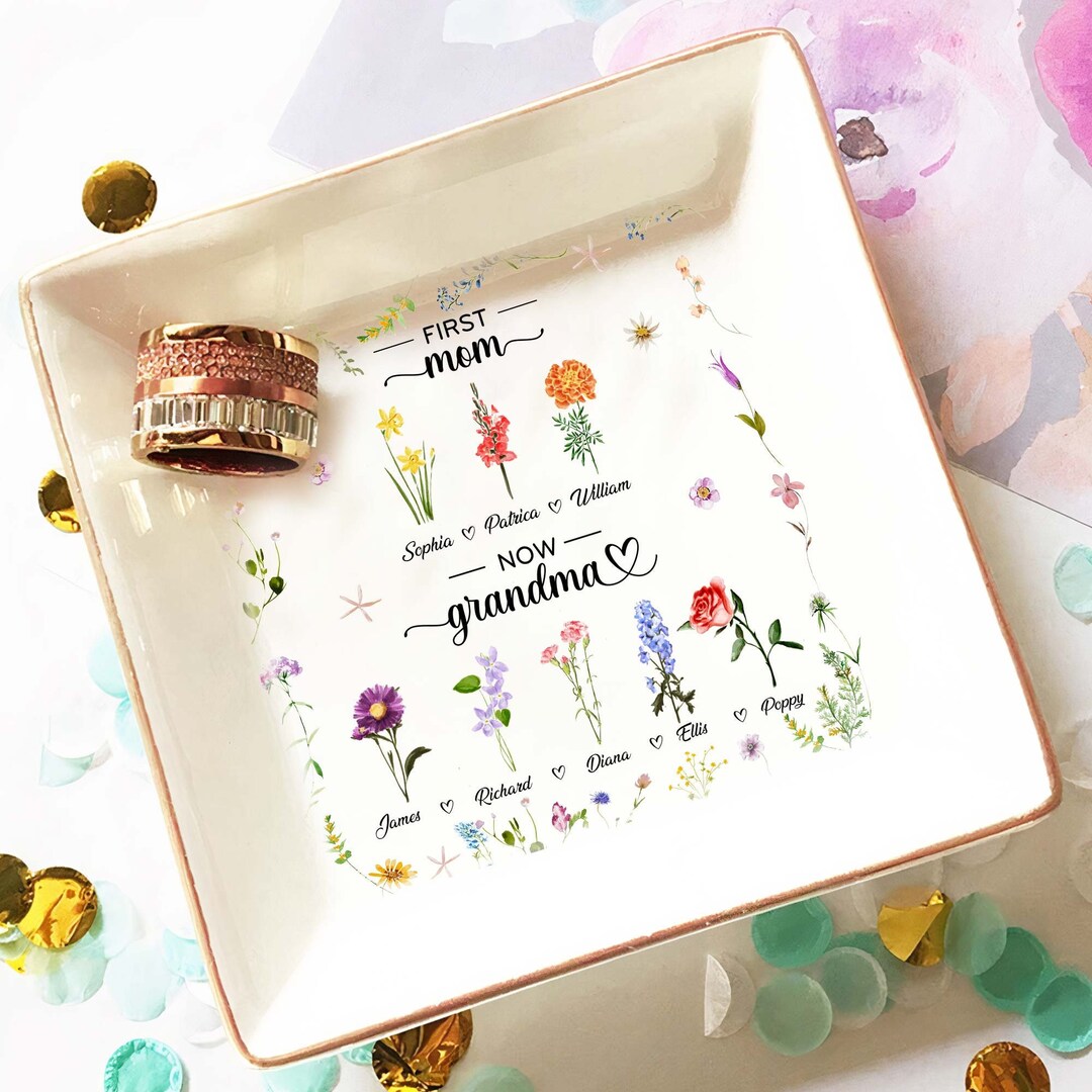 Personalized Grandma Ring Dish, First Mom, Now Grandma Gift, Irth Month ...