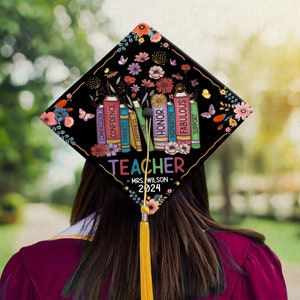 Personalized Teacher Graduation Cap Topper, Teacher Grad Cap Topper ...