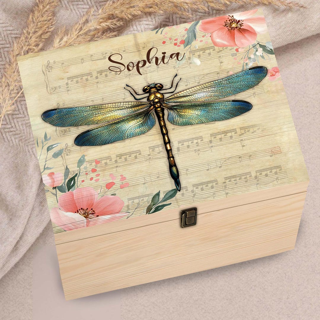Personalized Dragonfly Wooden Keepsake Box, Dragonfly Box Gift for Kids ...