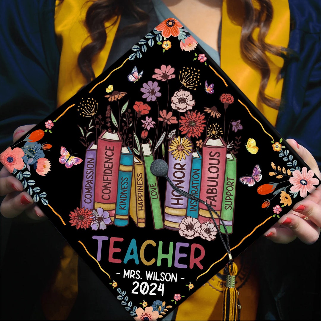 Personalized Teacher Graduation Cap Topper, Teacher Grad Cap Topper ...