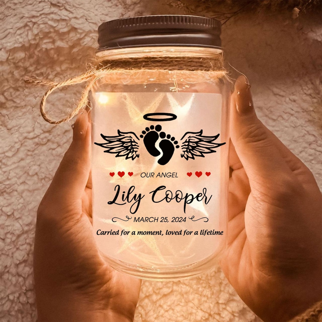 Custom 16 Oz Mason Jar Baby Memorial Light | Infant Loss Keepsake ...