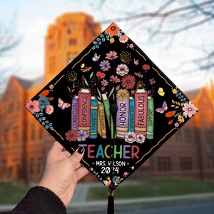 Personalized Teacher Graduation Cap Topper, Teacher Grad Cap Topper ...