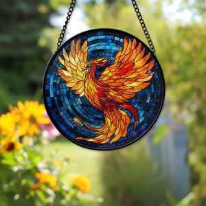 Phoenix Faux Stained Glass, Phoenix Suncatcher, Raccoon Lover Gifts ...