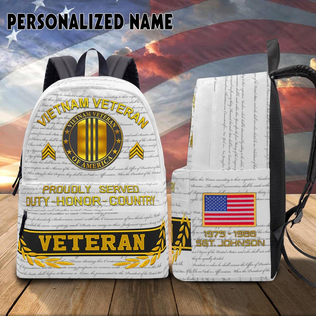 Personalized Proud Vietnam Veteran Backpack, US Military Gifts for Dad ...