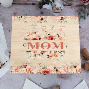 Custom Mom With Kids Names Memory Keepsake Box, Personalized Mothers ...