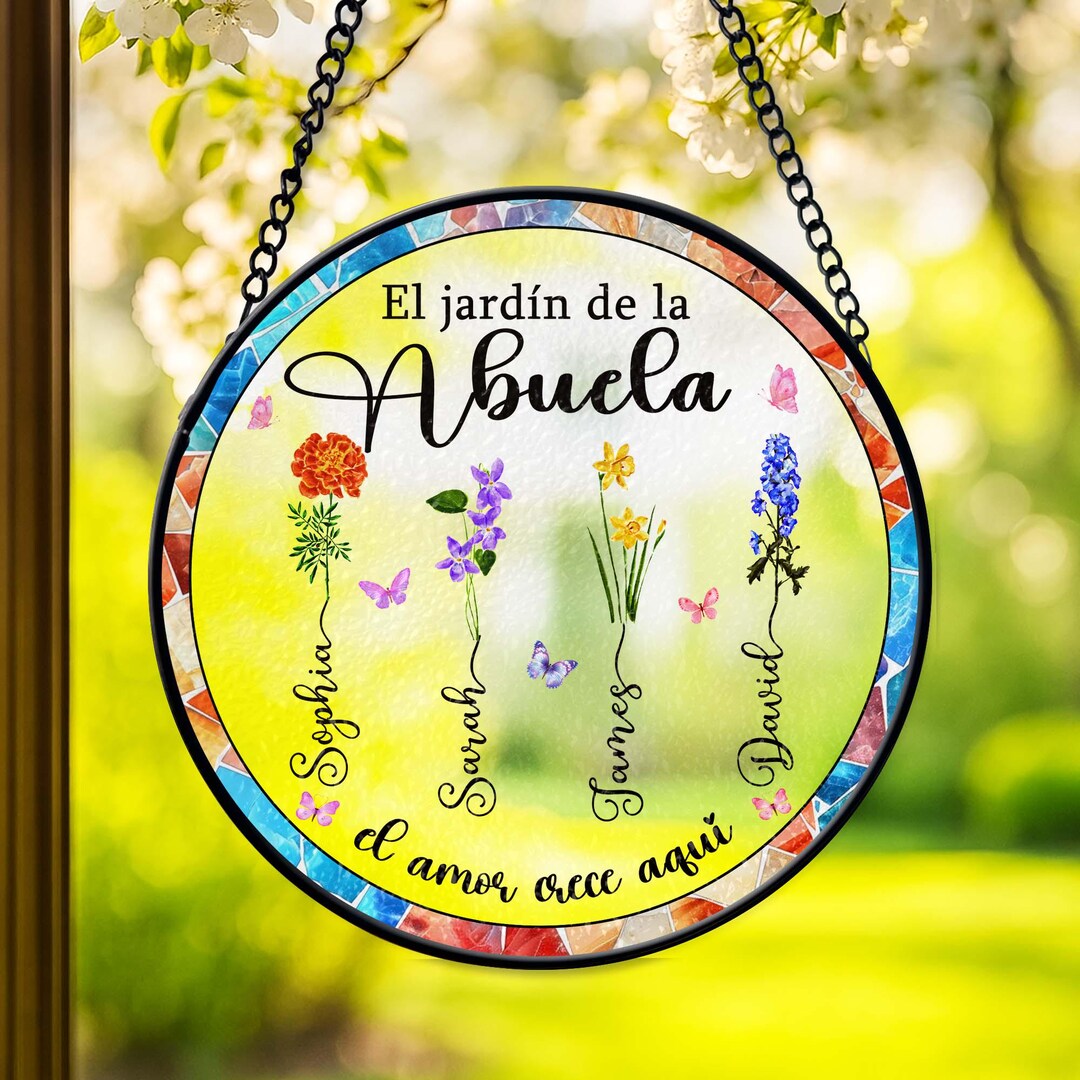 Personalized Spanish Mexican Grandma Abuelita Gift Faux Stained Glass ...