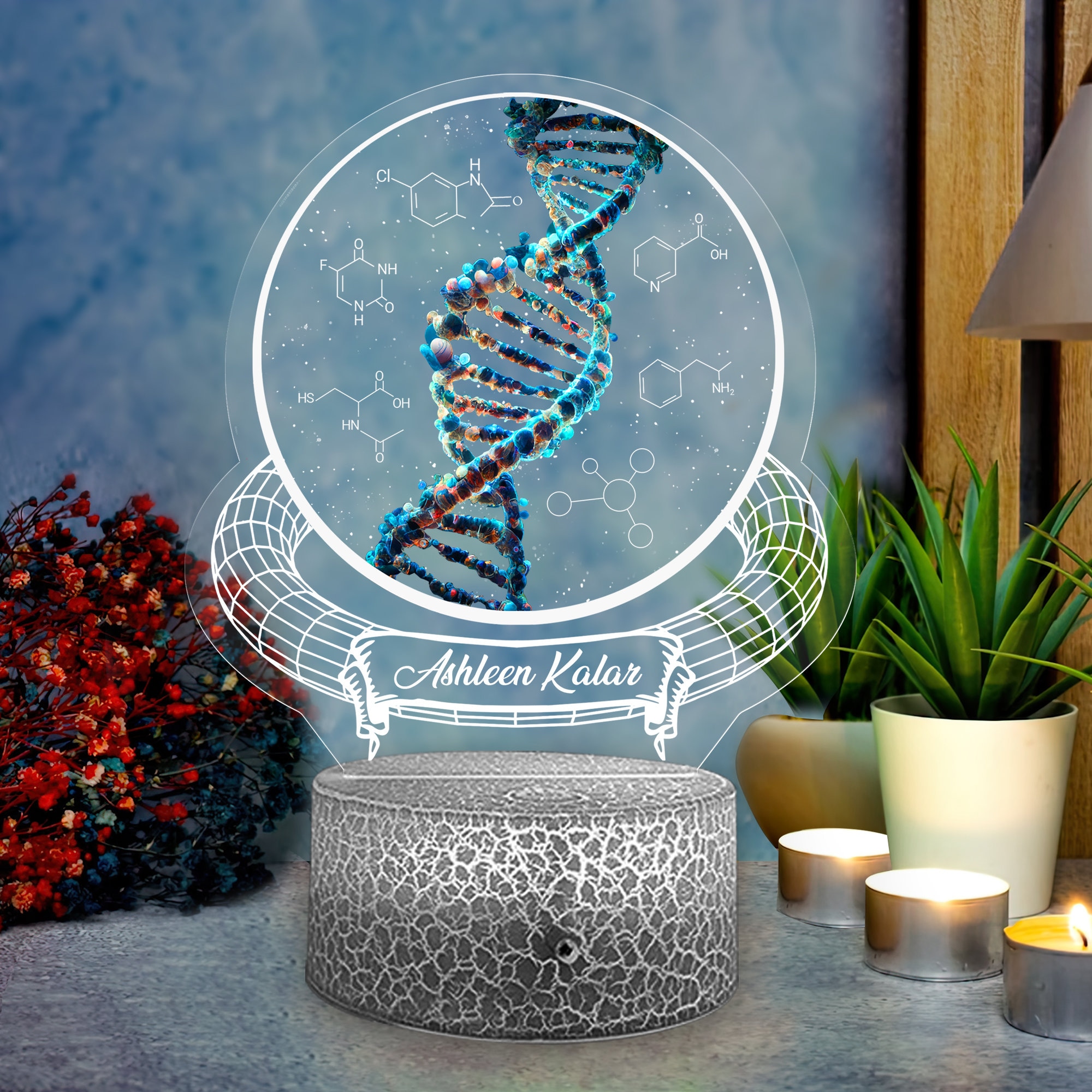 Personalized DNA Science 3D Lamp, Biology Science Gift Decor for Nurse ...