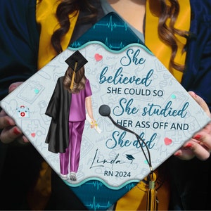 Personalized Nurse Graduation Cap Topper, RN Grad Cap Topper, Custom Nursing Grad Cap Topper to ...