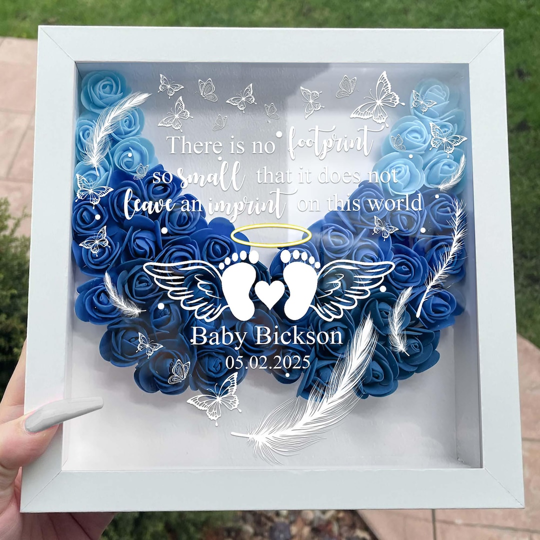 Personalized Baby Memorial Flower Shadow Box, Infant Loss Gift ...
