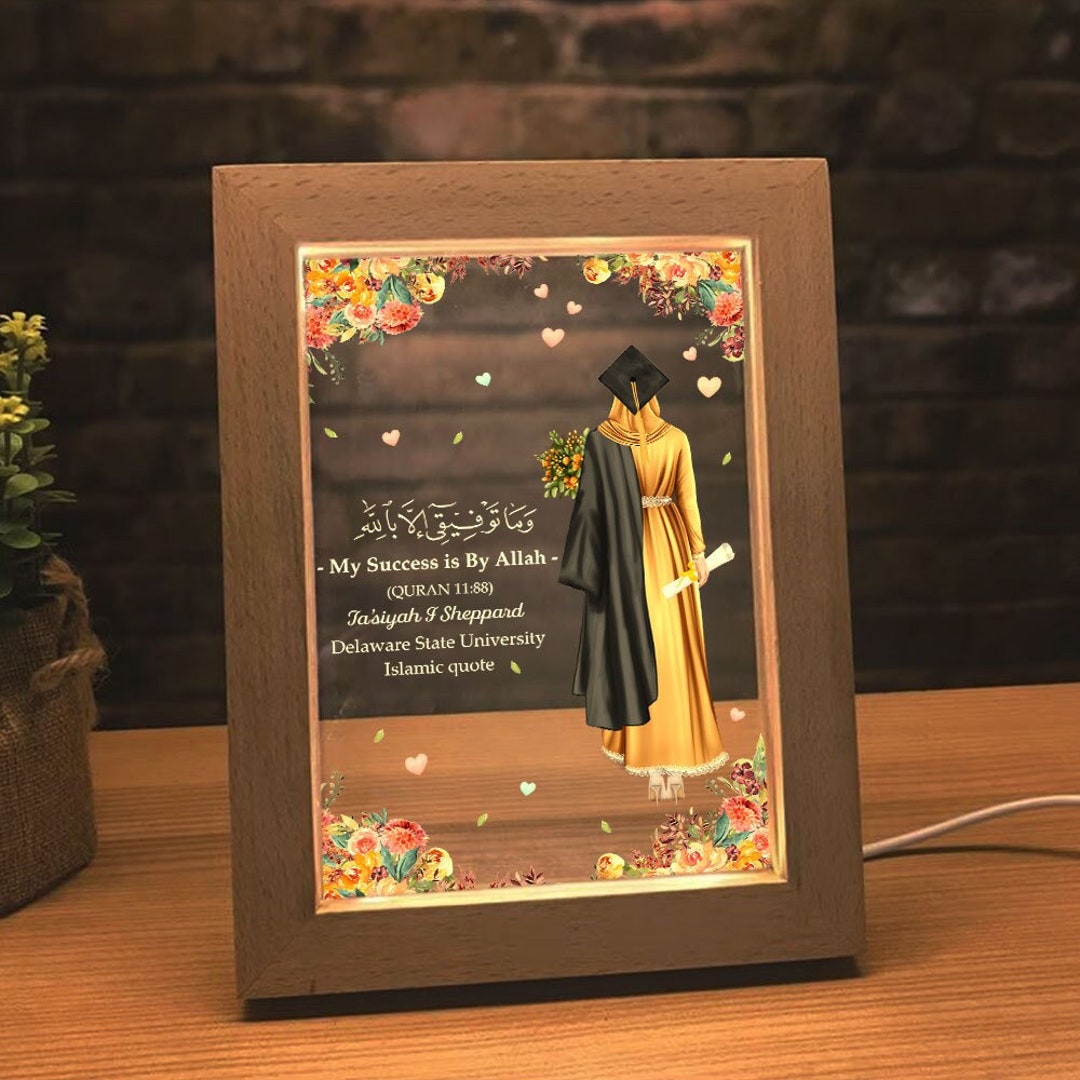 Personalized Islamic Graduation Frame Lamp, College Graduation Lamp ...